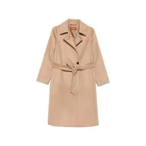 Max Mara MAX MARA STUDIO Double-Breasted Wool Trench Coat Cream