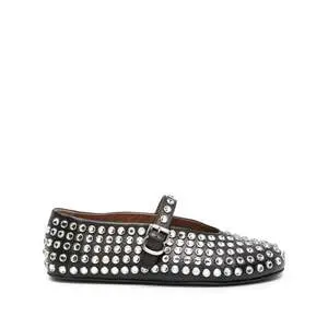 Alaïa Mesh Ballet Flats With Buckle Strap - Black
