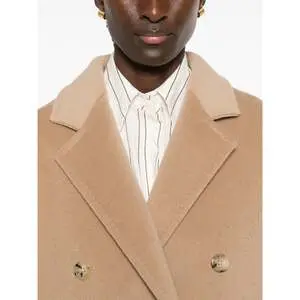 Max Mara Double Breasted Camel Virgin Wool Coat - Brown