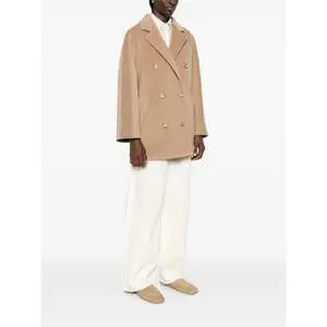 Max Mara Double Breasted Camel Virgin Wool Coat - Brown