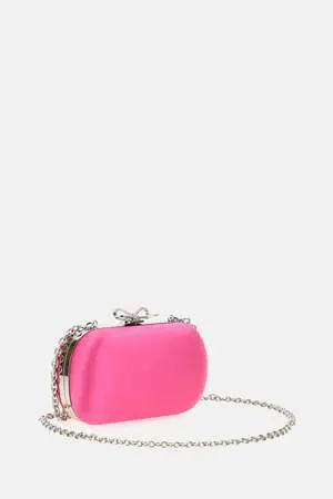 SELF-PORTRAIT Satin Clutch With Crystal Bow Detail - Multicolor
