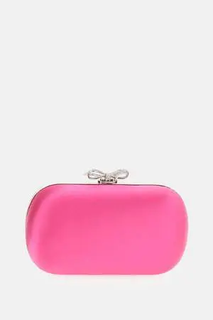 SELF-PORTRAIT Satin Clutch With Crystal Bow Detail - Multicolor