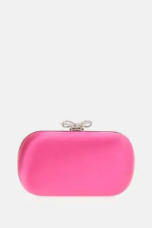SELF-PORTRAIT Satin Clutch With Crystal Bow Detail - Multicolor