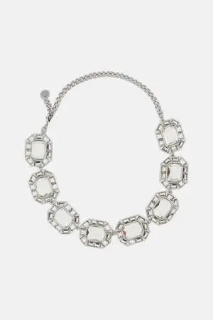 SELF-PORTRAIT Silver Crystal Embellished Choker Necklace - Multicolor