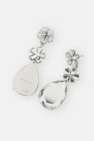 SELF-PORTRAIT Crystal Flower Tiered Drop Earrings