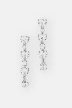 SELF-PORTRAIT Crystal Heart Tiered Drop Earrings - Multicolor