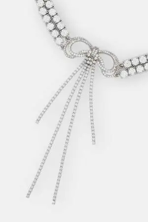 SELF-PORTRAIT Double Crystal Bow Choker Necklace - Multicolor