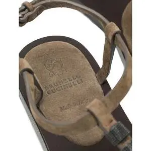 Brunello Cucinelli Embellished T-strap Flat Sandals