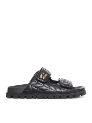 Miu Miu Nappa Matelassé Sandals - Black