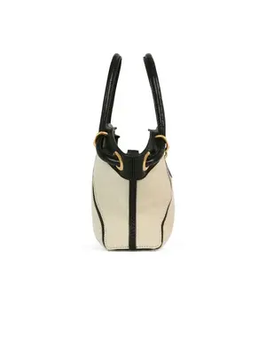 Balmain Small Leather And Canvas Tote