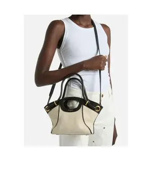 Balmain Small Leather And Canvas Tote