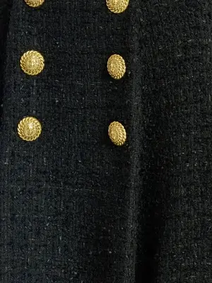 Balmain Flared Tweed Mini Skirt With Lion Head Buttons - Black