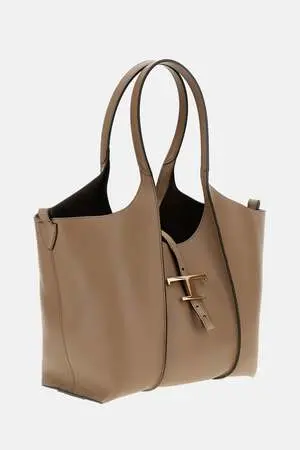TOD'S Small T Timeless Shopping Bag In Soft Leather