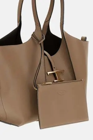 TOD'S Small T Timeless Shopping Bag In Soft Leather