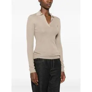 Max Mara Ribbed V-neck Polo Knit - Cream