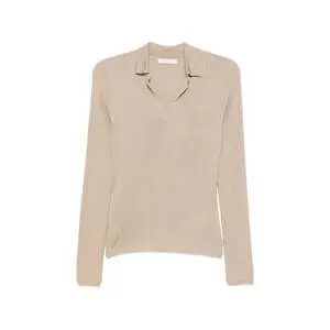 Max Mara Ribbed V-neck Polo Knit - Multicolor