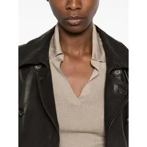 Max Mara Ribbed V-neck Polo Knit - Multicolor