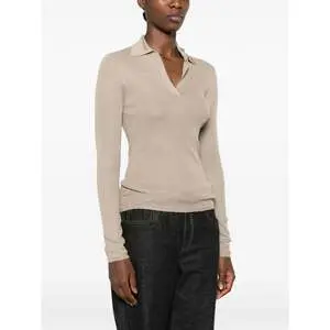 Max Mara Ribbed V-neck Polo Knit - Multicolor