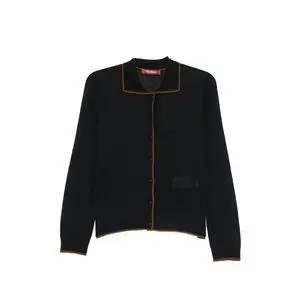 Max Mara Knitwear Cardigan With Contrast Trim - Black