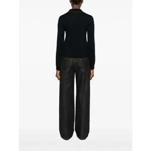 Max Mara Black Knitwear Cardigan With Contrast Trim