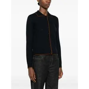 Max Mara Black Knitwear Cardigan With Contrast Trim - Multicolor