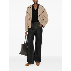 Max Mara Black Ribbed Knit Polo Shirt With V-neck