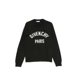 Givenchy Intarsia-knit Logo Crew Neck Long Sleeve Sweater - Black