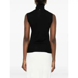 Sportmax Black Sleeveless Turtleneck Knit Top