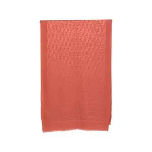 Fendi Silk Ff Motif Scarf With Fringe - Orange