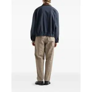 Prada Cotton Bomber Jacket With Leather Details