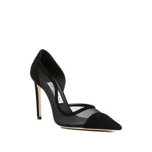 JIMMY CHOO Suede And Mesh Pointed Toe Stiletto Pumps - Black