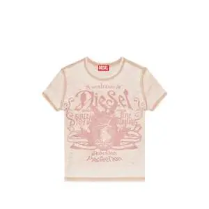 DIESEL® Light Washed Effect Printed Short Sleeve T-shirt