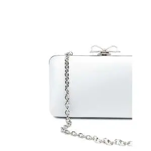 SELF-PORTRAIT Satin Crystal Bow Clutch - Blue