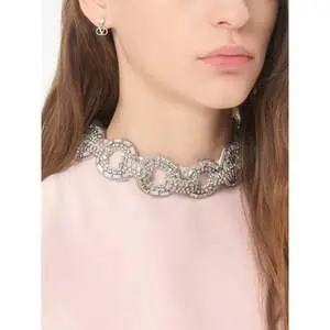 Valentino Garavani Tone Crystal Drop Earrings - Silver