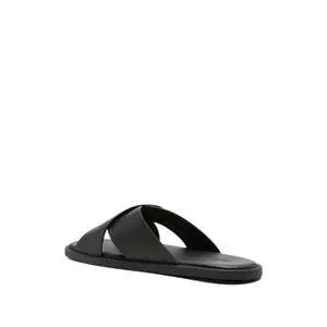 Fendi Grained Leather Ff Logo Sandals