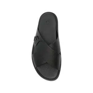 Fendi Grained Leather Ff Logo Sandals