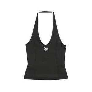 Amiri Halterneck Tank Top With Embroidered Logo - Black