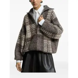 Brunello Cucinelli Oversized Jacket With Monili Detail - Gray