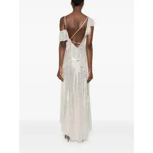 SELF-PORTRAIT Sequin Embellished Ruffled Cold-shoulder Evening Dress