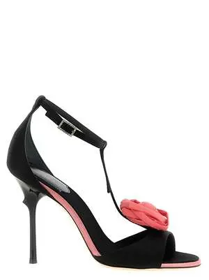 ROGER VIVIER Rose Silk Blend Sandals - Black