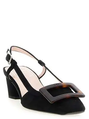 ROGER VIVIER Belle Viver Slingback With Tortoiseshell Buckle - Black