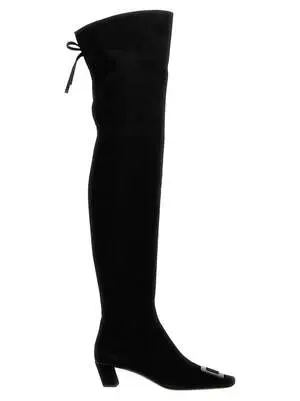 ROGER VIVIER Belle Vivier Suede Cuissard Boots - Black