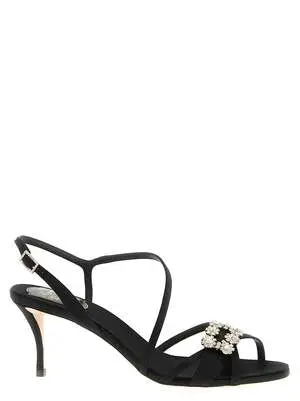 ROGER VIVIER Mini Flower Strass Sandals - Black
