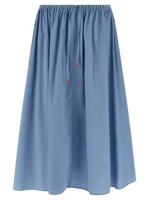 Marni Poplin Midi Skirt With Leather Details