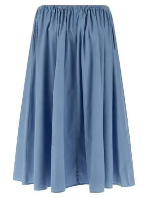 Marni Poplin Midi Skirt With Leather Details