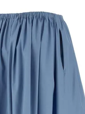 Marni Poplin Midi Skirt With Leather Details
