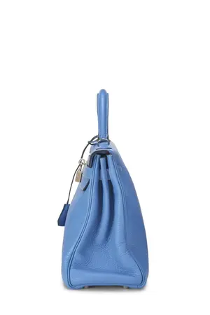 Hermès Kelly Retourne 32 Clemence Leather Bag With Palladium Hardware - Blue