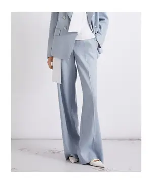 Marella Palazzo Trousers In Herringbone Linen And Viscose