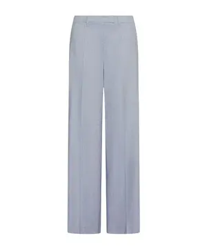 Marella Herringbone Tailored Palazzo Trousers - Light Blue