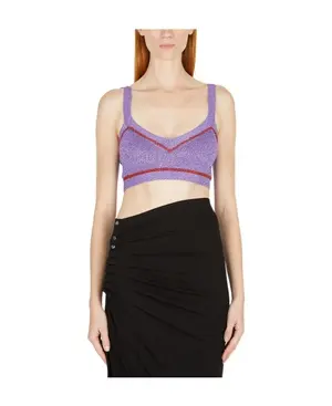 Rabanne Metallic Knit Cropped Top